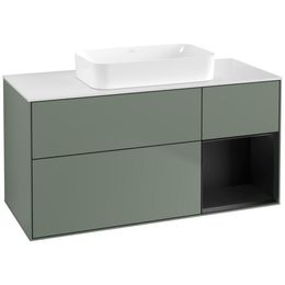 Villeroy & Boch Villeroy und Boch Finion Waschtischunterschrank F711PDGM 120x60,3x50,1cm, Regal rechts Black matt lacquer, Olive Matt Lacquer