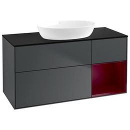 Villeroy & Boch Villeroy und Boch Finion Waschtischunterschrank GA72HBHG 120cm, Abdeckplatte black matt, Emotion, Regale Peony matt lacquer, Midnight Blue Matt Lacquer