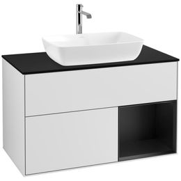 Villeroy & Boch Villeroy und Boch Finion Waschtischunterschrank F782PDMT 100cm, Abdeckplatte black matt, Regale Black matt lacquer, White matt lacquer