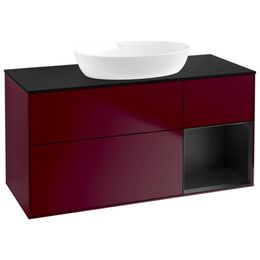 Villeroy & Boch Villeroy und Boch Finion Waschtischunterschrank GA72PDHB 120cm, Abdeckplatte black matt, Emotion, Regale Black matt lacquer, Peony Matt