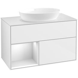 Villeroy & Boch Villeroy und Boch Finion Waschtischunterschrank FA11MTGF 100cm, Abdeckplatte white matt, Regale White matt lacquer, Glossy white lacquer