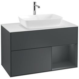 Villeroy & Boch Villeroy und Boch Finion Waschtischunterschrank F781HGHG 100cm, Abdeckplatte white matt, Regale Midnight matt lacquer, Midnight Blue Matt Lacquer