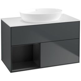 Villeroy & Boch Villeroy und Boch Finion Waschtischunterschrank FA11PDHG 100cm, Abdeckplatte white matt, Regale Black matt lacquer, Midnight Blue Matt Lacquer