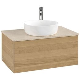 Villeroy & Boch Villeroy und Boch Antao Waschtisch-Unterschrank L30053HN 80x36x50cm, Hahnloch, Waschbeckenplattenfarbe botticino, honey oak