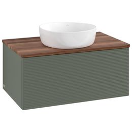 Villeroy & Boch Villeroy und Boch Antao Waschtisch-Unterschrank K30112HL 80x36x50cm, Waschbeckenplattenfarbe warm walnut, leaf green matt lacquer