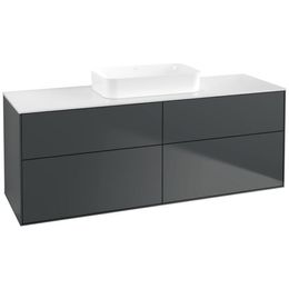 Villeroy & Boch Villeroy und Boch Finion Waschtischunterschrank F73100HG 160x60,3x50,1cm, Glass White Matt, Midnight Blue Matt Lacquer