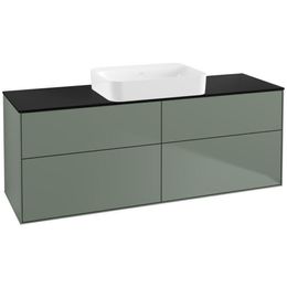 Villeroy & Boch Villeroy und Boch Finion Waschtischunterschrank G73200GM 160x60,3x50,1cm, Glass Black Matt, Olive Matt Lacquer