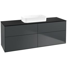 Villeroy & Boch Villeroy und Boch Finion Waschtischunterschrank F73200HG 160x60,3x50,1cm, Glass Black Matt, Midnight Blue Matt Lacquer