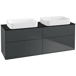 Villeroy & Boch Villeroy und Boch Finion Waschtischunterschrank G72200HG 160x60,3x50,1cm, Glass Black Matt, Midnight Blue Matt Lacquer