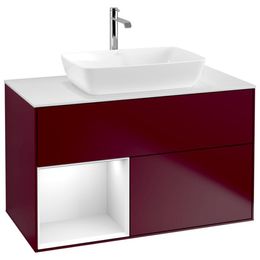 Villeroy & Boch Villeroy und Boch Finion Waschtischunterschrank G771GFHB 100cm, Abdeckplatte white matt, Emotion, Regale Glossy white lacquer, Peony Matt