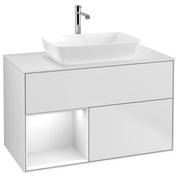 Villeroy & Boch Villeroy und Boch Finion Waschtischunterschrank G771GFMT 100cm, Abdeckplatte white matt, Emotion, Regale Glossy white lacquer, White matt lacquer