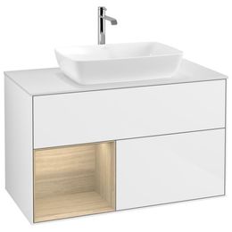 Villeroy & Boch Villeroy und Boch Finion Waschtischunterschrank G771PCGF 100cm, Abdeckplatte white matt, Emotion, Regale Oak Veneer, Glossy white lacquer