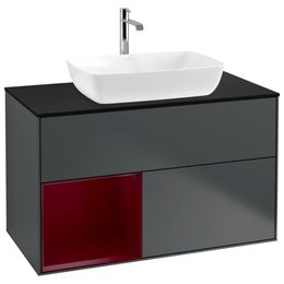 Villeroy & Boch Villeroy und Boch Finion Waschtischunterschrank G772HBHG 100cm, Abdeckplatte black matt, Emotion, Regale Peony matt lacquer, Midnight Blue Matt Lacquer