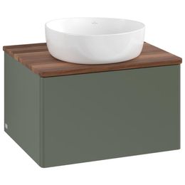 Villeroy & Boch Villeroy und Boch Antao Waschtisch-Unterschrank K29012HL 60x36x50cm, Waschbeckenplattenfarbe warm walnut, leaf green matt lacquer