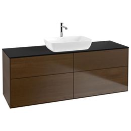 Villeroy & Boch Villeroy und Boch Finion Waschtischunterschrank G85200GN 160x60,3cm, Emotion, Abdeckplatte black matt, Walnut veneer