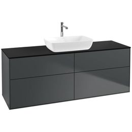 Villeroy & Boch Villeroy und Boch Finion Waschtischunterschrank F85200HG 160x60,3cm, Abdeckplatte black matt, Midnight Blue Matt Lacquer