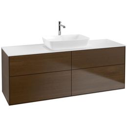 Villeroy & Boch Villeroy und Boch Finion Waschtischunterschrank F85100GN 160x60,3cm, Abdeckplatte white matt, Walnut veneer