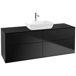 Villeroy & Boch Villeroy und Boch Finion Waschtischunterschrank F85200PD 160x60,3cm, Abdeckplatte black matt, Black matt lacquer