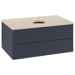 Villeroy & Boch Villeroy und Boch Antao Waschtisch-Unterschrank K19153HG 80x36x50cm, Hahnloch, Waschbeckenplattenfarbe botticino, midnight blue matt lacquer