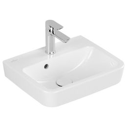 Villeroy & Boch Villeroy und Boch O.novo Einbau-/Aufsatz Handwaschbecken 43444GR1 45x37cm, eckig, mit Hahnloch, mit &Uuml;berlauf, wei&szlig; C-plus