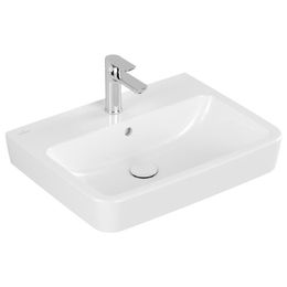 Villeroy & Boch Villeroy und Boch O.novo Waschtisch 4A4160T2 60x46cm, eckig, mit Hahnloch, mit &Uuml;berlauf, wei&szlig; AntiBac C-plus