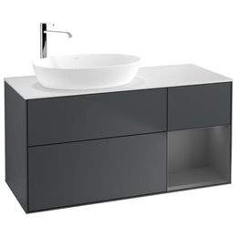Villeroy & Boch Villeroy und Boch Finion Waschtischunterschrank G931GKHG 120cm, Abdeckplatte white matt, Emotion, Regale Anthracite matt lacquer, Midnight Blue Matt Lacquer