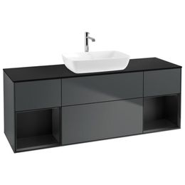 Villeroy & Boch Villeroy und Boch Finion Waschtischunterschrank G862PDHG 160cm, Abdeckplatte black matt, Emotion, Regale Black matt lacquer, Midnight Blue Matt Lacquer
