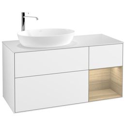 Villeroy & Boch Villeroy und Boch Finion Waschtischunterschrank G931PCGF 120cm, Abdeckplatte white matt, Emotion, Regale Oak Veneer, Glossy white lacquer