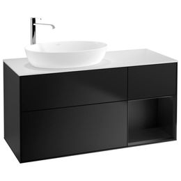 Villeroy & Boch Villeroy und Boch Finion Waschtischunterschrank G931PDPD 120cm, Abdeckplatte white matt, Emotion, Regale Black matt lacquer, Black matt lacquer