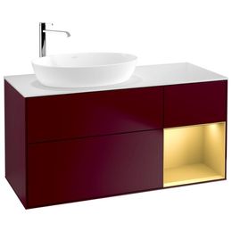Villeroy & Boch Villeroy und Boch Finion Waschtischunterschrank F931HFHB 120cm, Abdeckplatte white matt, Regale Gold matt lacquer, Peony Matt
