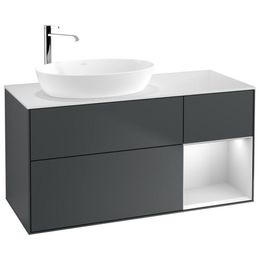 Villeroy & Boch Villeroy und Boch Finion Waschtischunterschrank F931MTHG 120cm, Abdeckplatte white matt, Regale White matt lacquer, Midnight Blue Matt Lacquer