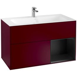 Villeroy & Boch Villeroy und Boch Finion Waschtischunterschrank F040PDHB 99,6x59,1x49,8cm, Regal rechts Black matt lacquer, Peony Matt