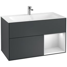 Villeroy & Boch Villeroy und Boch Finion Waschtischunterschrank F040MTHG 99,6x59,1x49,8cm, Regal rechts White matt lacquer, Midnight Blue Matt Lacquer
