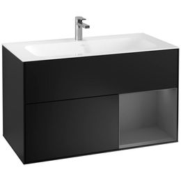 Villeroy & Boch Villeroy und Boch Finion Waschtischunterschrank F040GKPD 99,6x59,1x49,8cm, Regal rechts Anthracite matt, Black matt lacquer
