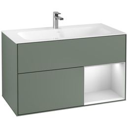 Villeroy & Boch Villeroy und Boch Finion Waschtischunterschrank F040MTGM 99,6x59,1x49,8cm, Regal rechts White matt lacquer, Olive Matt Lacquer