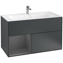 Villeroy & Boch Villeroy und Boch Finion Waschtischunterschrank F030GKHG 99,6x59,1x49,8cm, Regal links Anthracite matt, Midnight Blue Matt Lacquer
