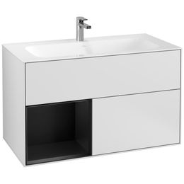 Villeroy & Boch Villeroy und Boch Finion Waschtischunterschrank F030PDMT 99,6x59,1x49,8cm, Regal links Black matt lacquer, White matt lacquer