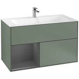 Villeroy & Boch Villeroy und Boch Finion Waschtischunterschrank F030GKGM 99,6x59,1x49,8cm, Regal links Anthracite matt, Olive Matt Lacquer
