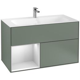 Villeroy & Boch Villeroy und Boch Finion Waschtischunterschrank F030MTGM 99,6x59,1x49,8cm, Regal links White matt lacquer, Olive Matt Lacquer