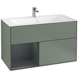Villeroy & Boch Villeroy und Boch Finion Waschtischunterschrank F030HGGM 99,6x59,1x49,8cm, Regal links Midnight Blue Matt Lacquer, Olive Matt Lacquer