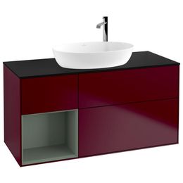 Villeroy & Boch Villeroy und Boch Finion Waschtischunterschrank F942GMHB 120cm, Abdeckplatte black matt, Regale Olive matt lacquer, Peony Matt