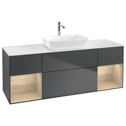 Villeroy & Boch Villeroy und Boch Finion Waschtischunterschrank G861PCHG 160cm, Abdeckplatte white matt, Emotion, Regale Oak Veneer, Midnight Blue Matt Lacquer