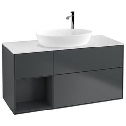 Villeroy & Boch Villeroy und Boch Finion Waschtischunterschrank F941HGHG 120cm, Abdeckplatte white matt, Regale Midnight matt lacquer, Midnight Blue Matt Lacquer