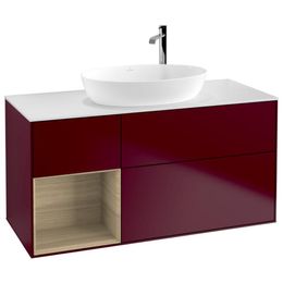 Villeroy & Boch Villeroy und Boch Finion Waschtischunterschrank F941PCHB 120cm, Abdeckplatte white matt, Regale Oak Veneer, Peony Matt