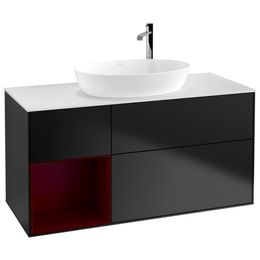 Villeroy & Boch Villeroy und Boch Finion Waschtischunterschrank F941HBPD 120cm, Abdeckplatte white matt, Regale Peony matt lacquer, Black matt lacquer