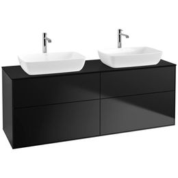 Villeroy & Boch Villeroy und Boch Finion Waschtischunterschrank F84200PD 160x60,3cm, Abdeckplatte black matt, Black matt lacquer