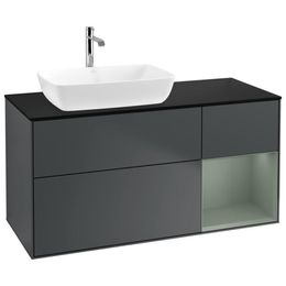 Villeroy & Boch Villeroy und Boch Finion Waschtischunterschrank G812GMHG 120cm, Abdeckplatte black matt, Emotion, Regale Olive matt lacquer, Midnight Blue Matt Lacquer