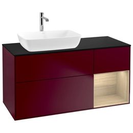 Villeroy & Boch Villeroy und Boch Finion Waschtischunterschrank G812PCHB 120cm, Abdeckplatte black matt, Emotion, Regale Oak Veneer, Peony Matt