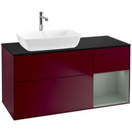 Villeroy & Boch Villeroy und Boch Finion Waschtischunterschrank F812GMHB 120cm, Abdeckplatte black matt, Regale Olive matt lacquer, Peony Matt