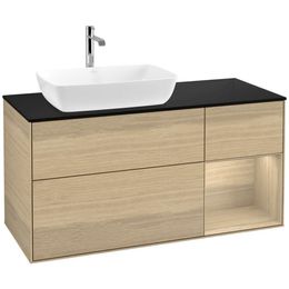 Villeroy & Boch Villeroy und Boch Finion Waschtischunterschrank F812PCPC 120cm, Abdeckplatte black matt, Regale Oak Veneer, Oak Veneer